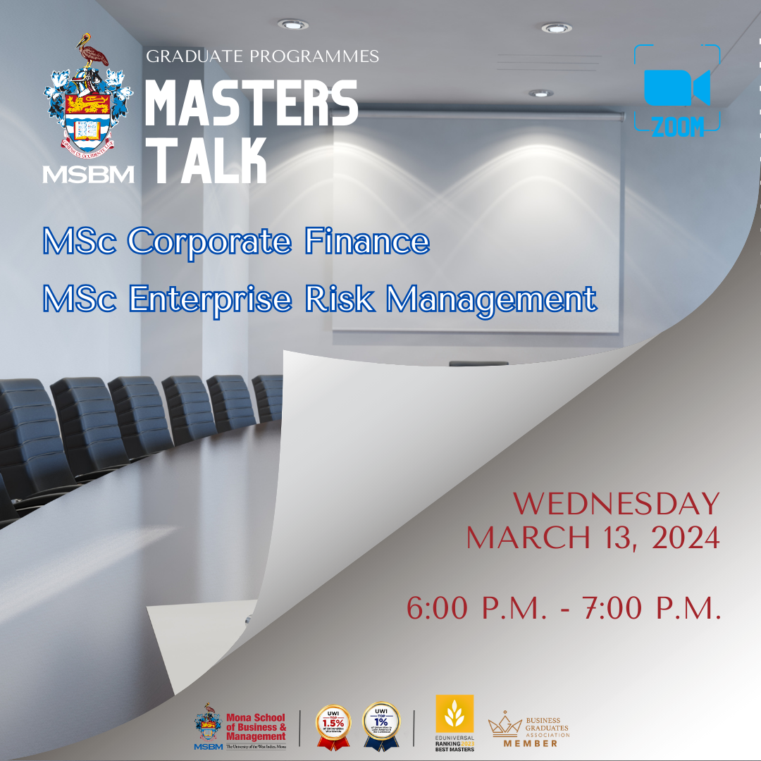 Masters Talk 2024- MSc Corporate Finance and Enterprise Risk Management | Mona School of ...